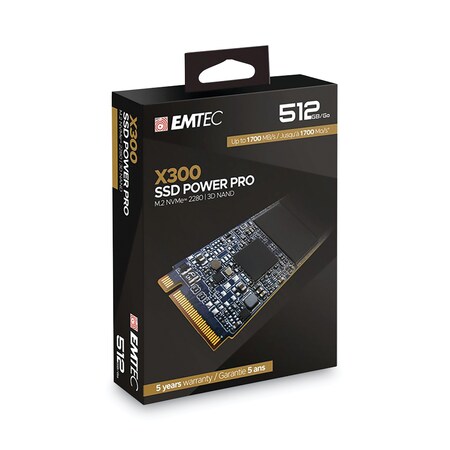 Emtec X300 Power Pro Internal Solid State Drive, 512 GB, PCIe ECSSD512GX300 | Zoro